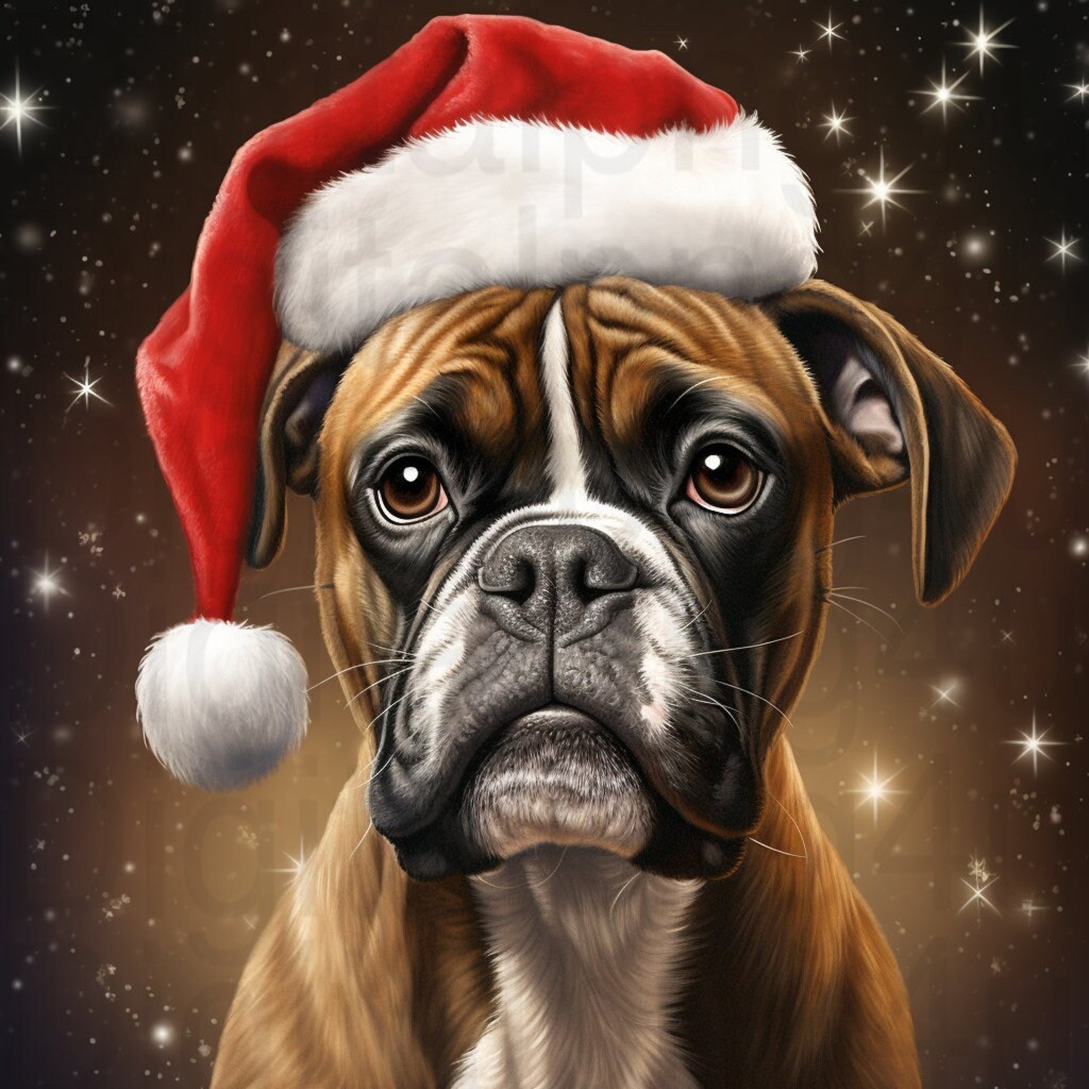Boxer Wearing a Santa Hat Christmas Png Sublimation Digital Design ...
