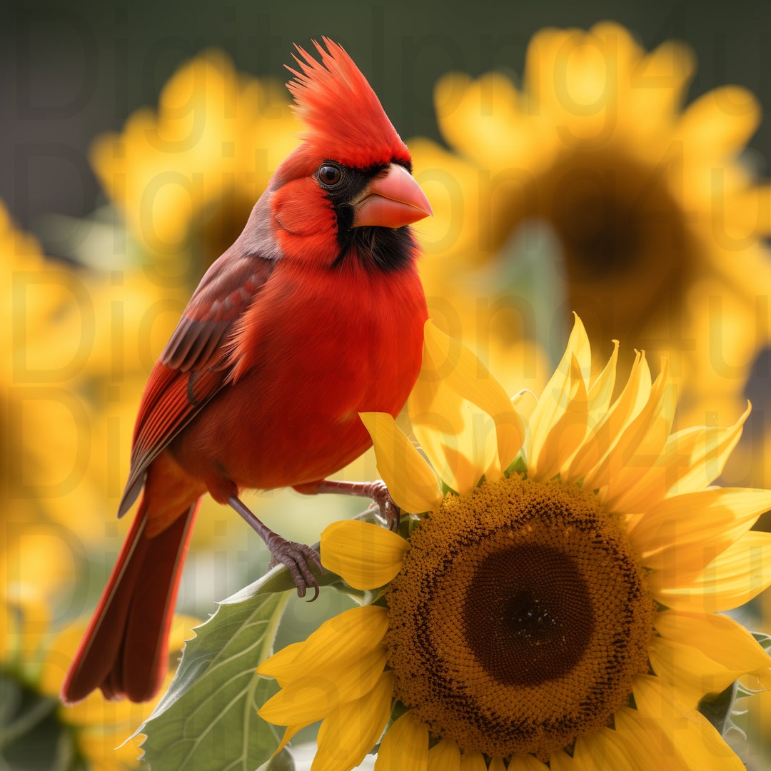 Cardinal and Sunflowers Png Sublimation Digital Design Download Wreath ...