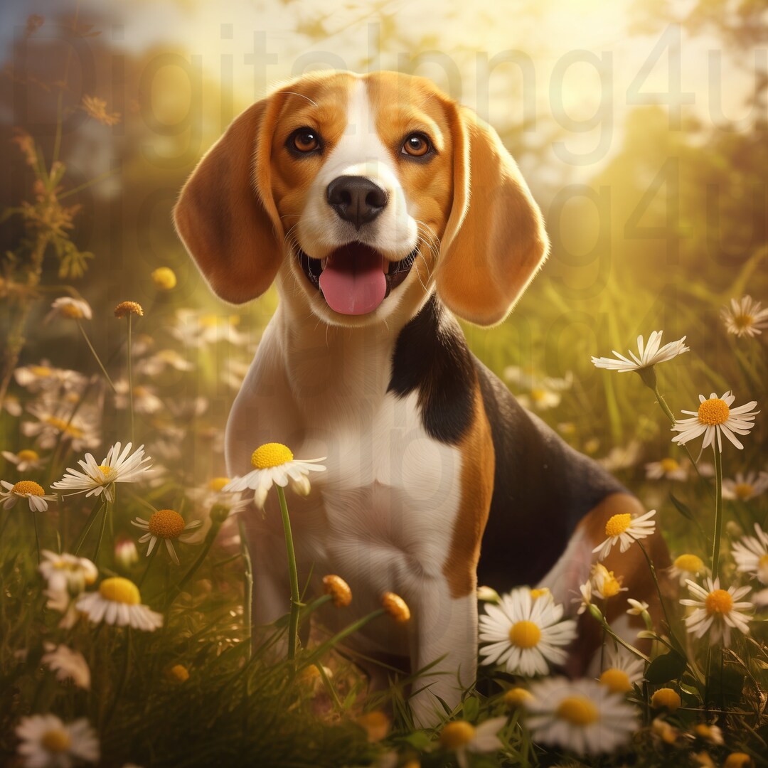 Beagle and Daisies Png Sublimation Digital Design Download Wreath Sign ...
