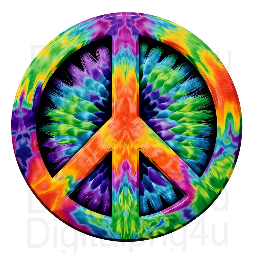 Peace Sign Colorful Round PNG Sublimation Digital Design Download ...