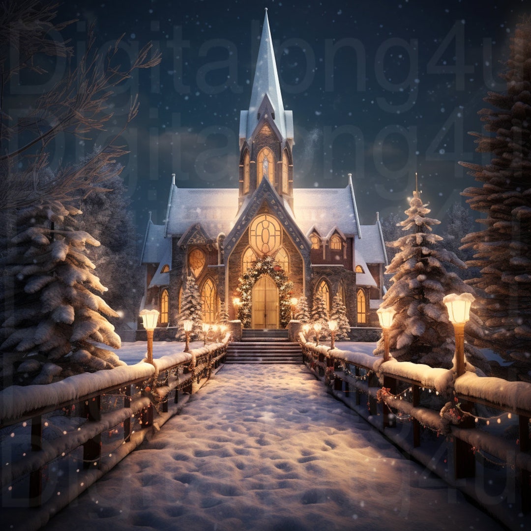 Church Winter Christmas Time Png Sublimation Digital Design Download ...