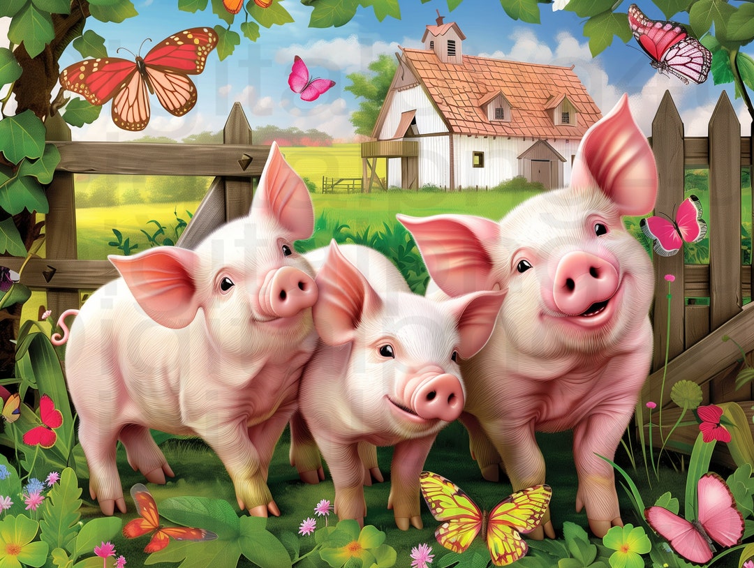 Pigs Cute Pigs Png Sublimation Digital Design Download Wreath Sign Wind ...