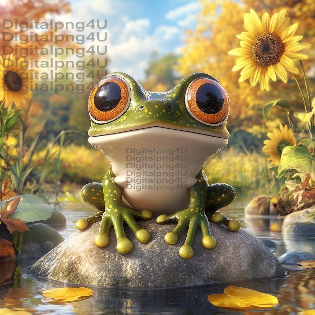 Frog Cute Frog Fall Pond PNG Sublimation DIGITAL DESIGN Download Wreath ...