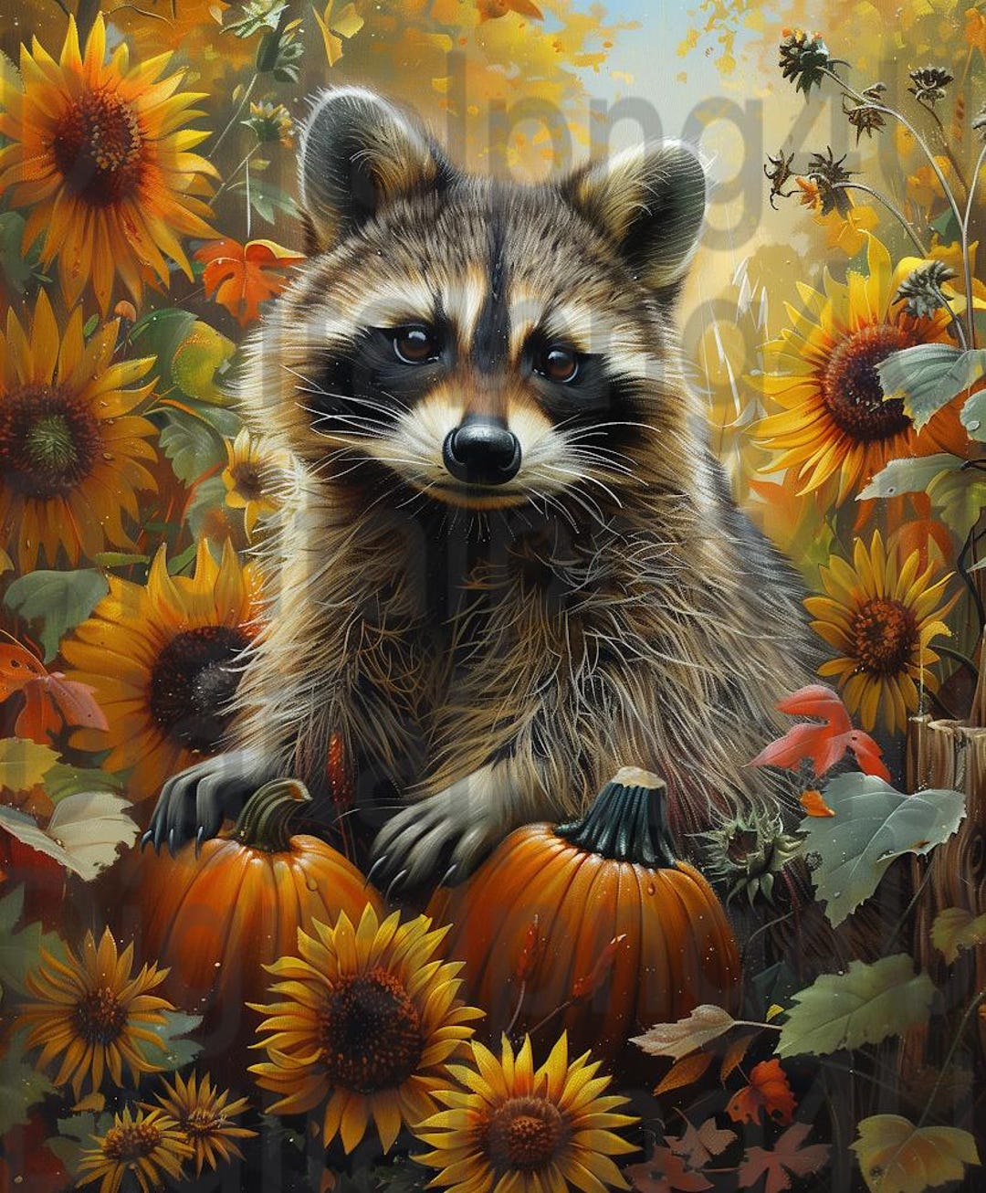 Raccoon and Pumpkins Fall PNG Sublimation Digital Design Download ...