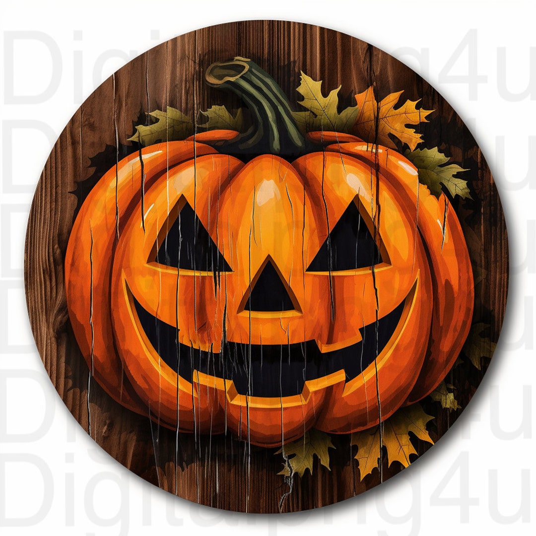Rustic Pumpkin Jack O Lantern Halloween Fall Round Png Sublimation ...