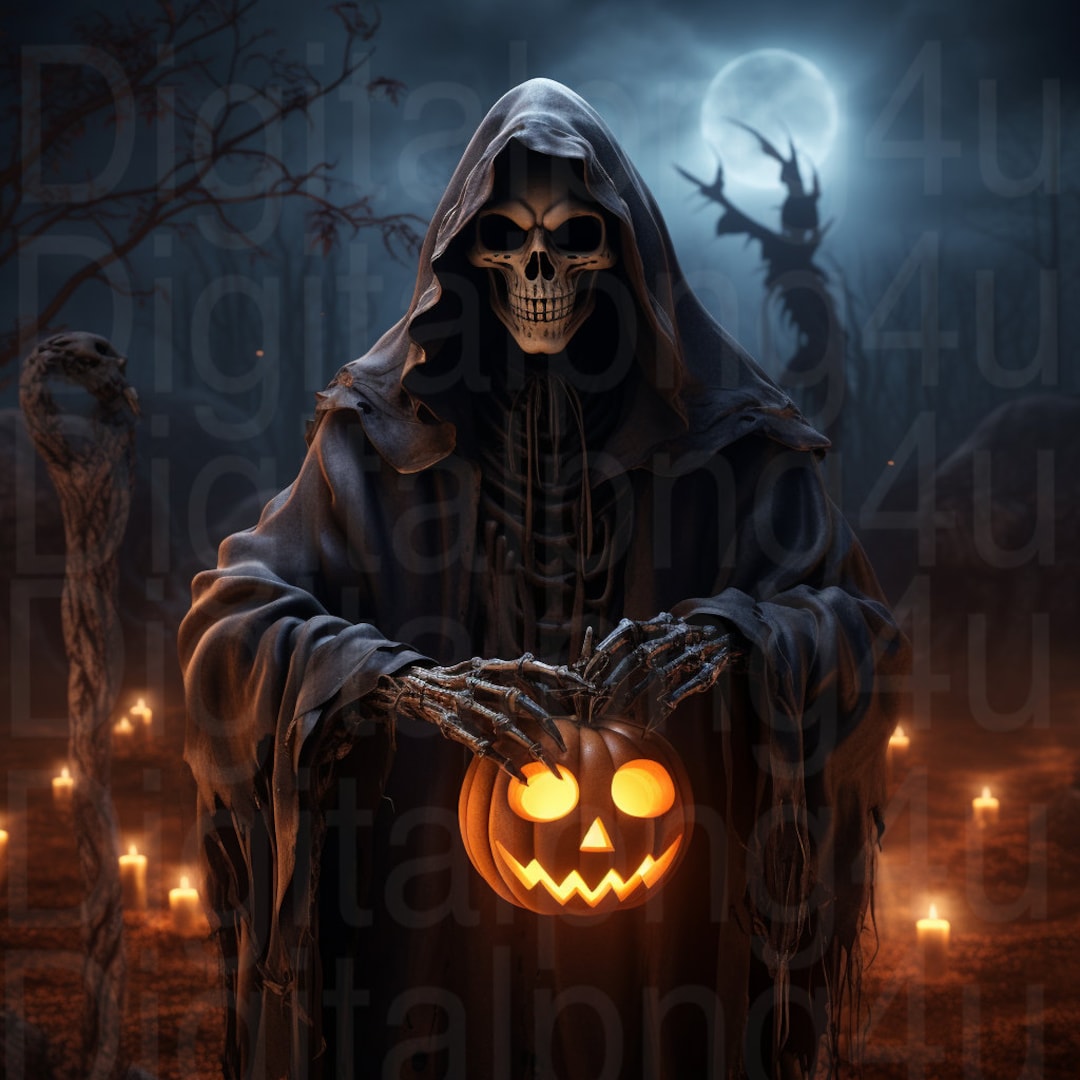 Grim Reaper Halloween PNG Sublimation Digital Design Download Halloween ...