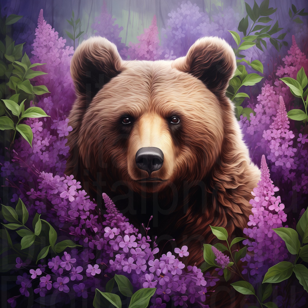 Bear and Flowers Png Sublimation Digital Design Download Wreath Sign ...