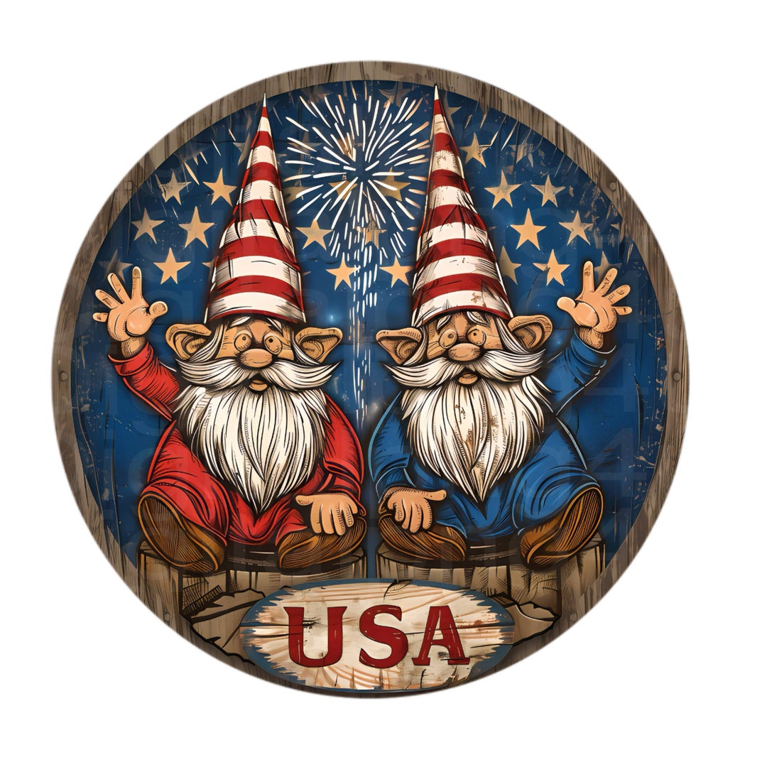 Gnome Cute Patriotic Gnomes Round PNG Sublimation Digital Design ...