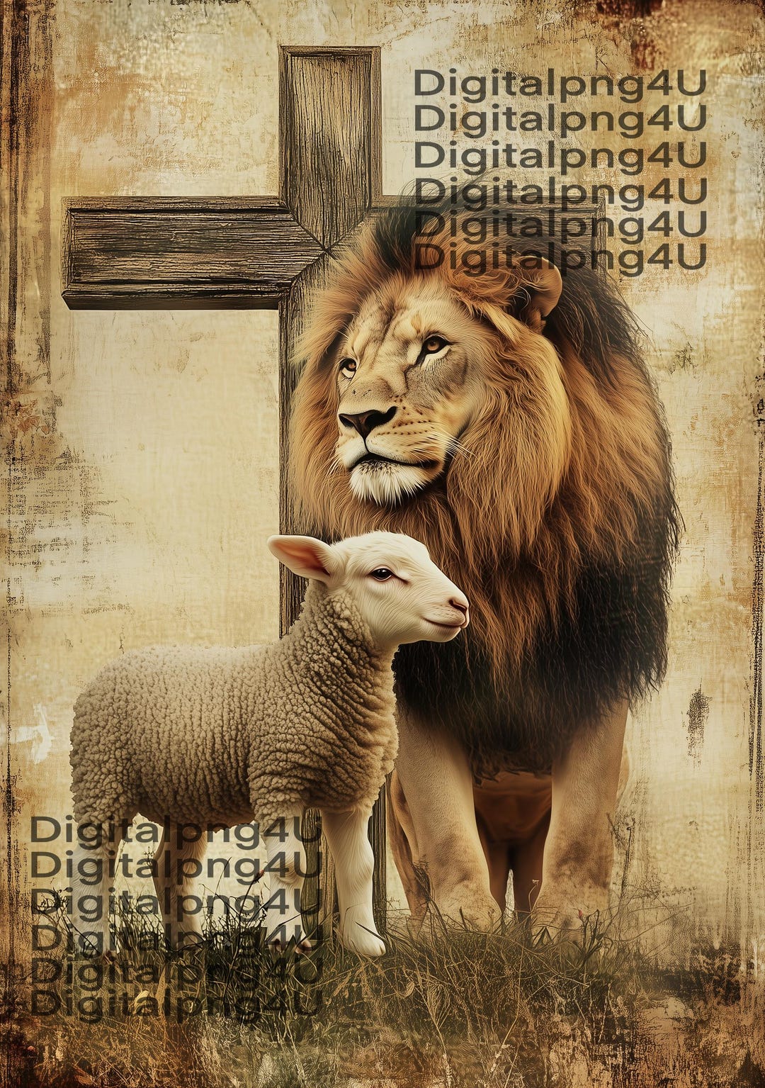 Lion and Lamb Easter Religious PNG Sublimation DIGITAL DESIGN Download ...
