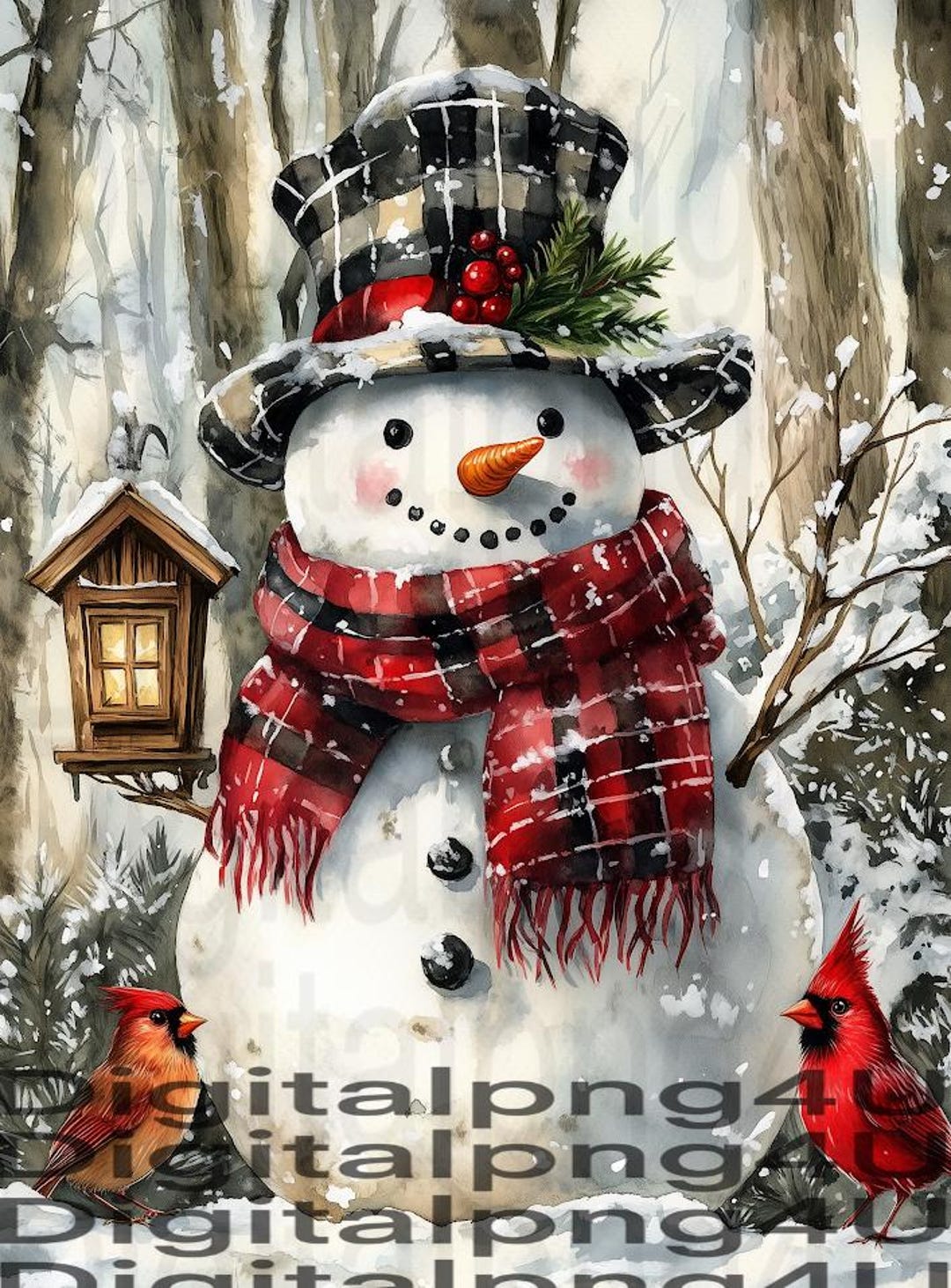 Snowman and Cardinals Winter Christmas PNG Sublimation DIGITAL DESIGN ...