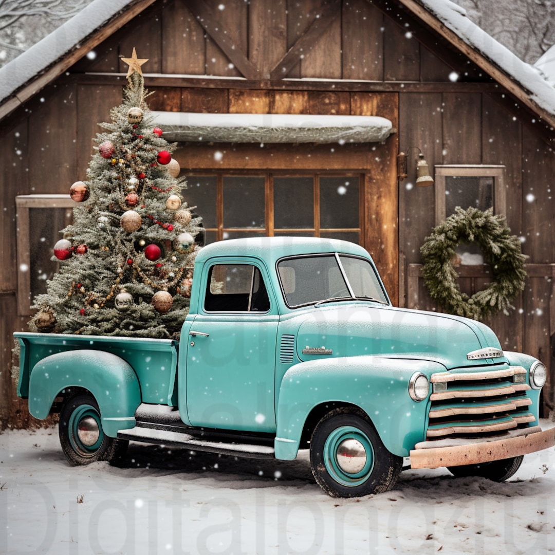 Old Truck Christmas Winter Png Sublimation Digital Design Download ...