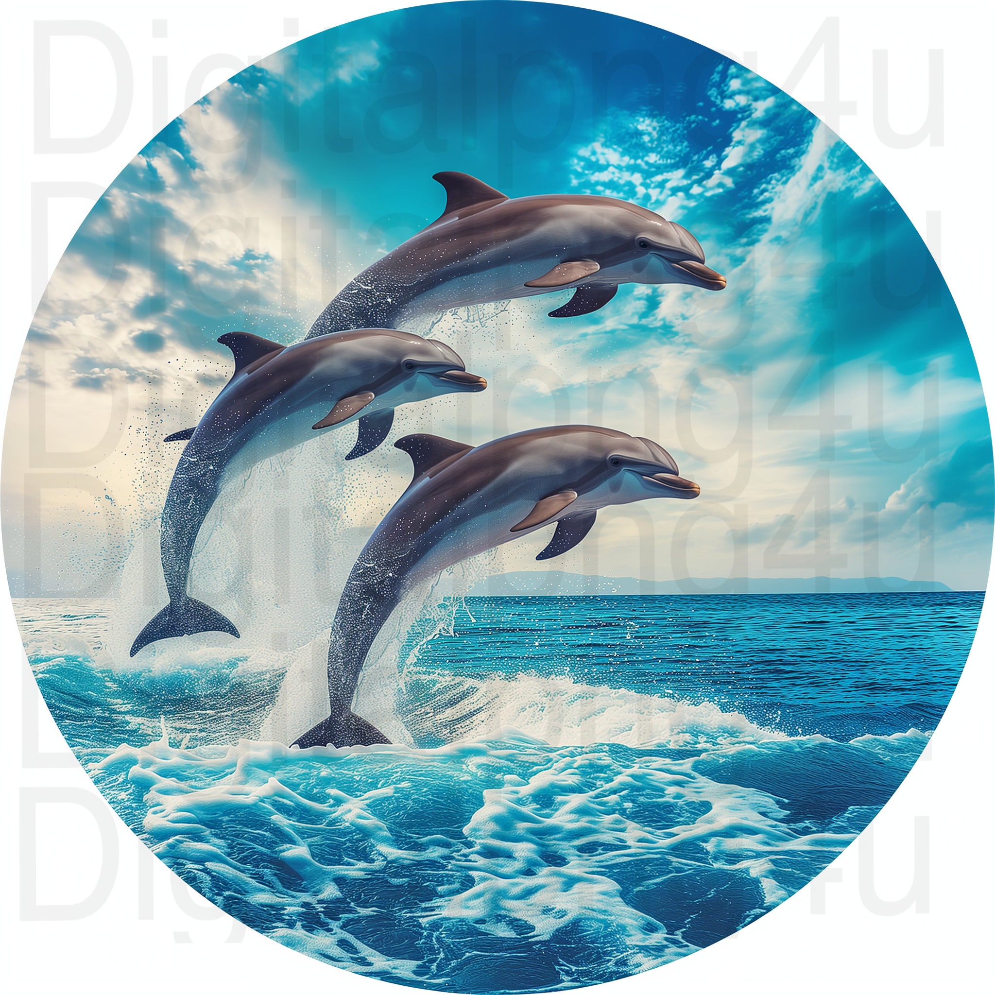 Dolphins Round Png Sublimation Digital Design Download Wreath Sign Wind ...