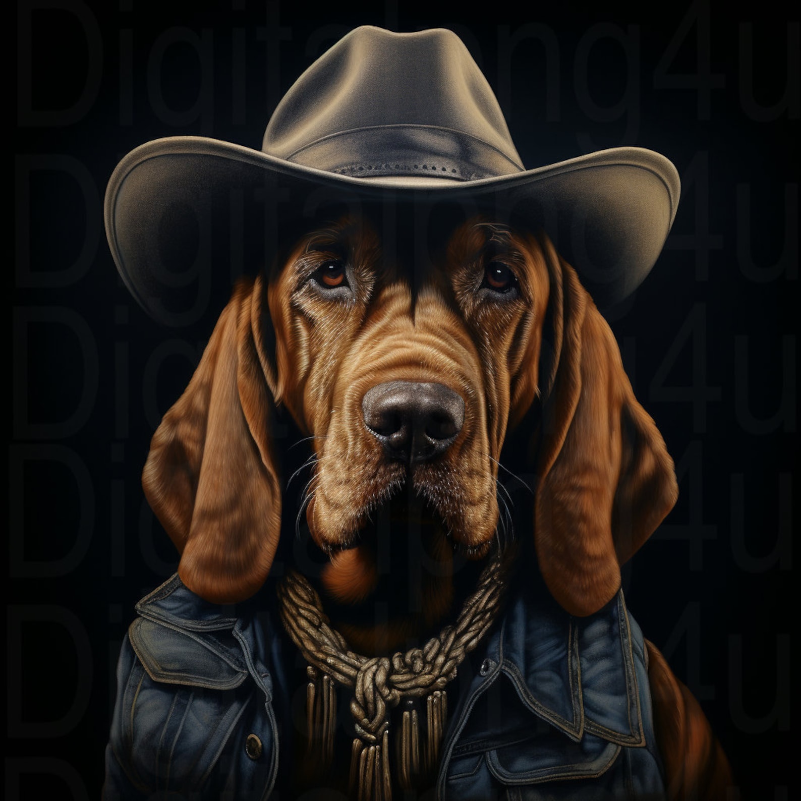 Bloodhound Dog Western Dog Png With a Black Background Png Sublimation ...