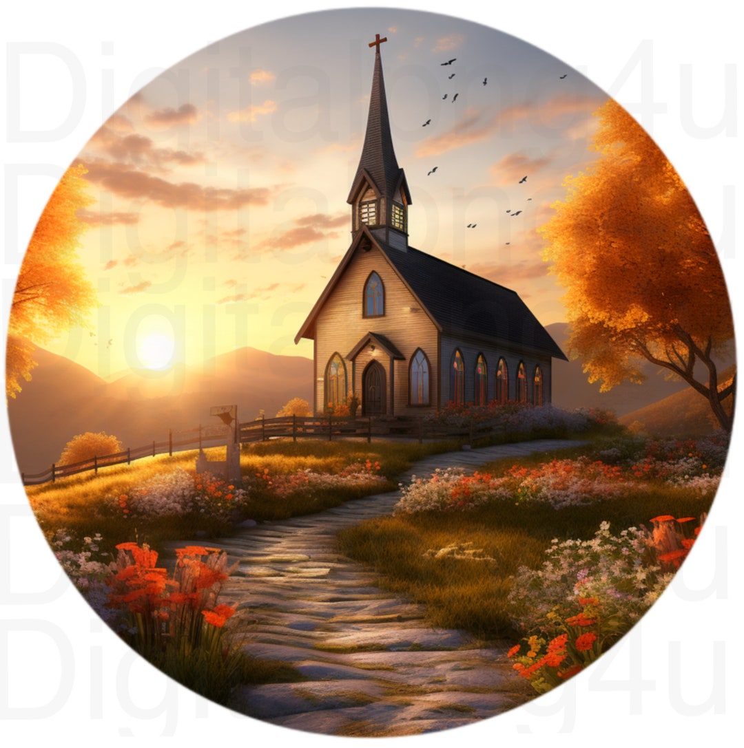 Church Fall Religious Round Png Sublimation Digital Design Download ...