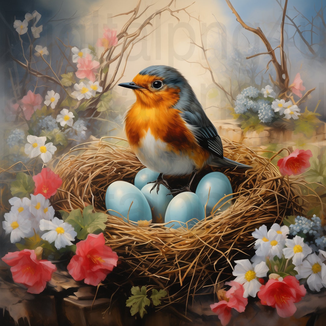 Robin Bird Nest Spring Png Sublimation Digital Design Download Wreath ...