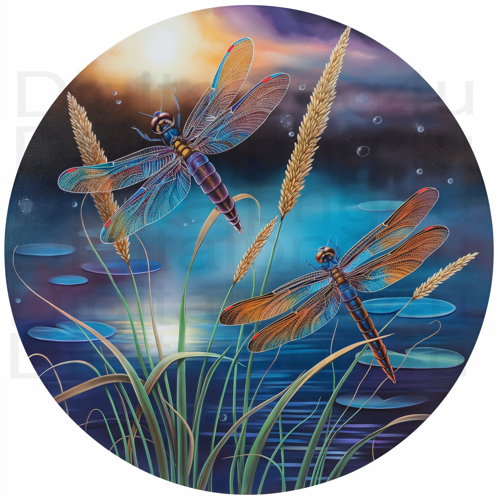 Dragonfly Round Png Sublimation Digital Design Download Wreath Sign ...