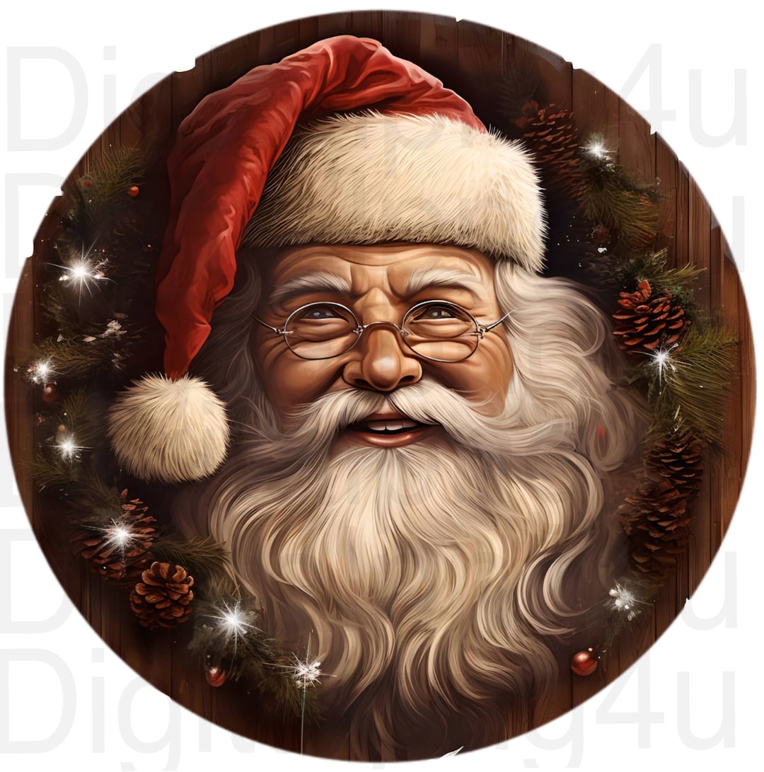 Old Fashioned Santa Round Png Sublimation Digital Design Download ...