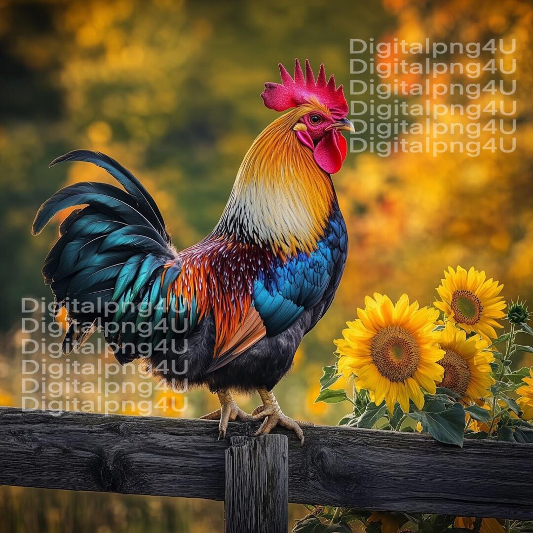 Rooster and Sunflowers PNG Sublimation DIGITAL DESIGN Download Wreath ...