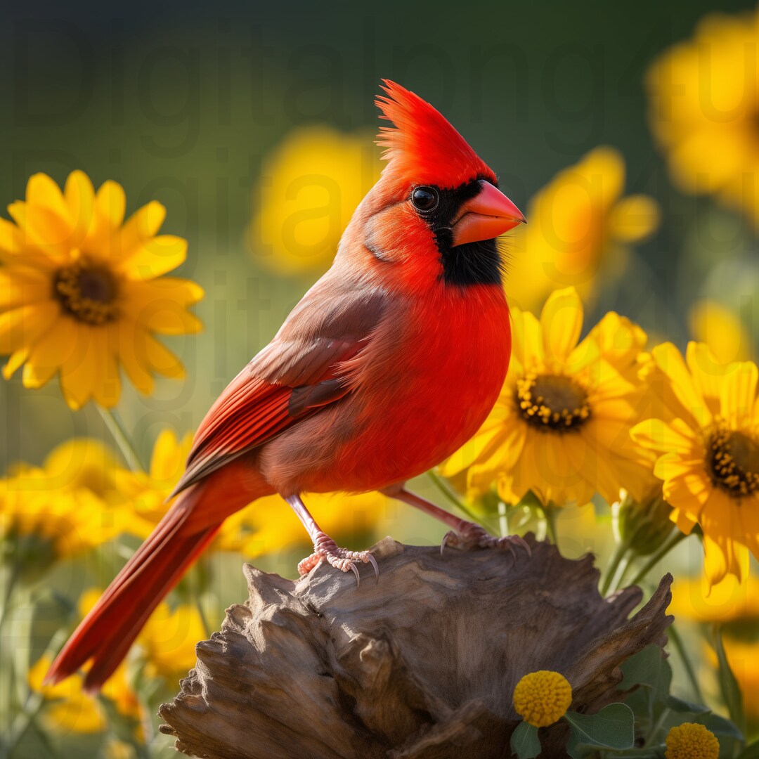 Cardinal and Flowers Png Sublimation Digital Design Download Wind ...