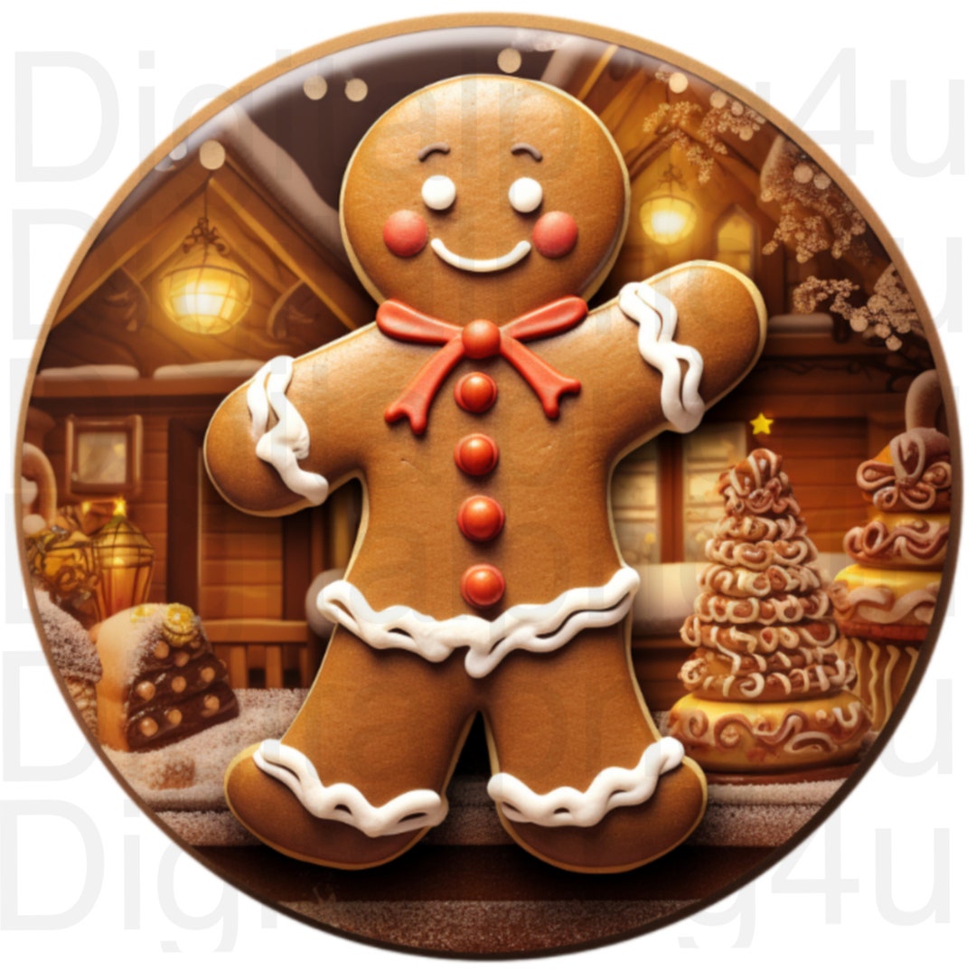 Gingerbread Man Design Round Png Sublimation Digital Design Download ...