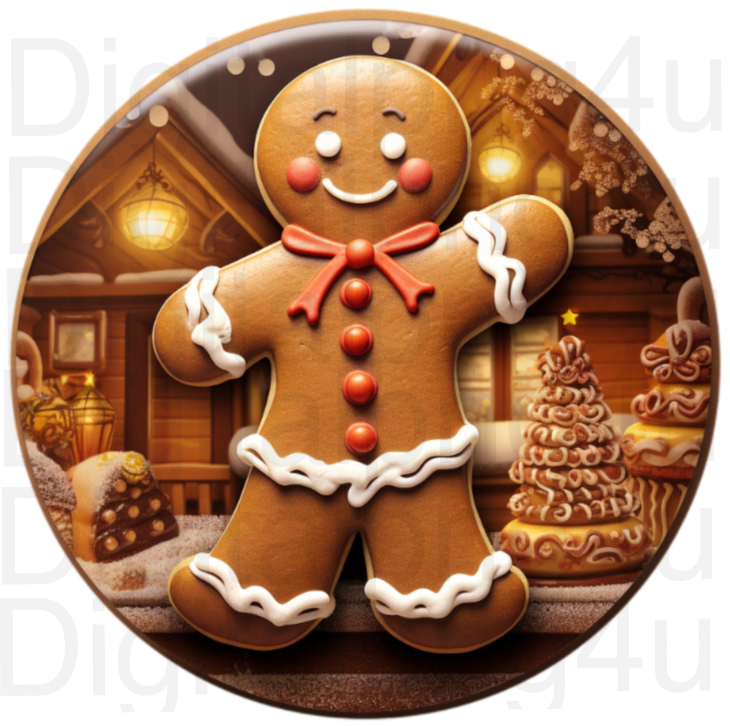 Gingerbread Man Design Round Png Sublimation Digital Design - Etsy