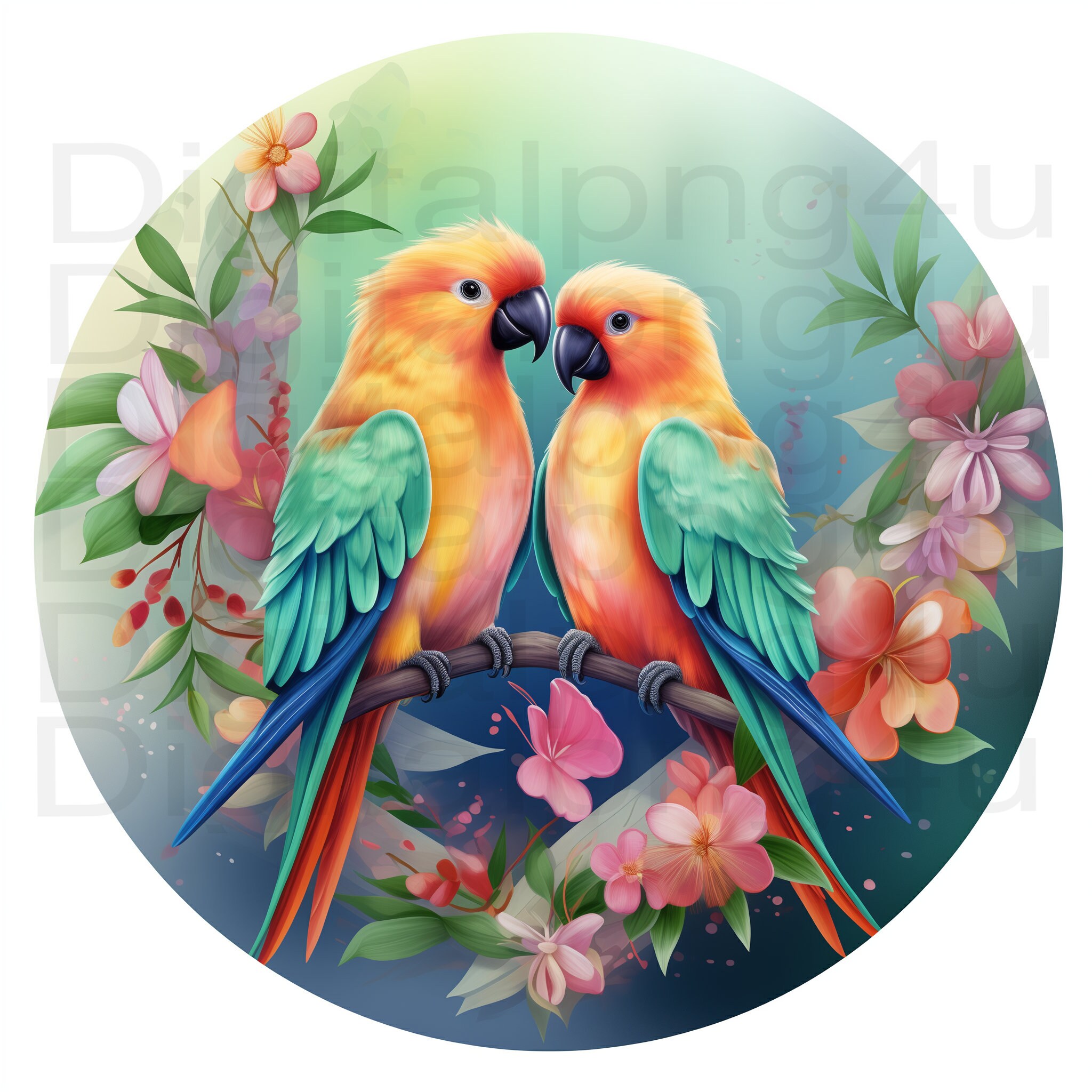Birds Cute Birds Round Png Sublimation Digital Design Download Wreath ...