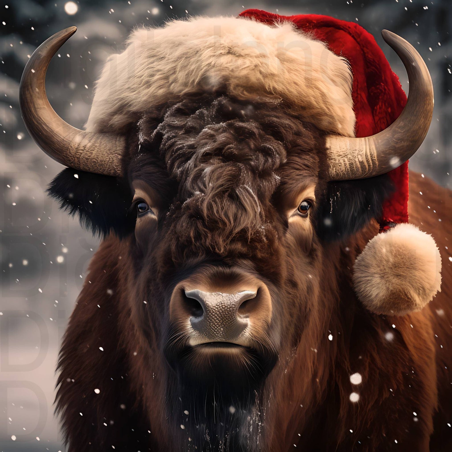 Bison Buffalo Christmas Png Sublimation Digital Design Download Wreath ...