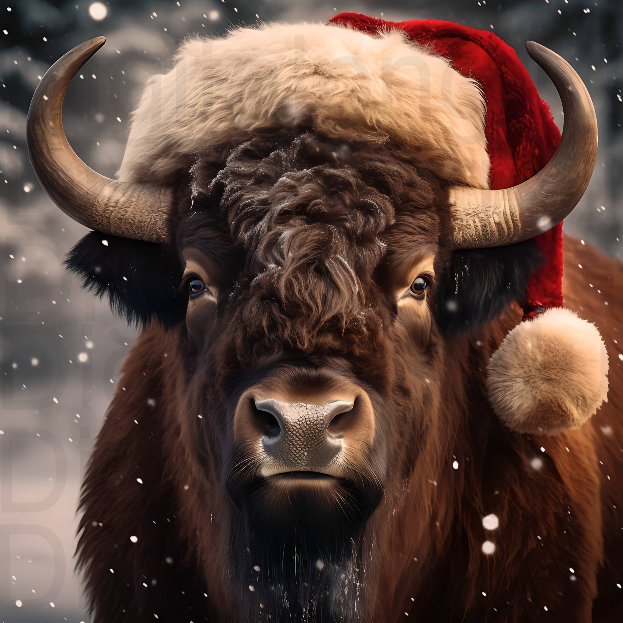 Bison Buffalo Christmas Png Sublimation Digital Design Download Wreath ...