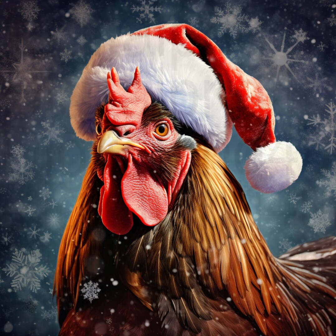 Rooster Santa Christmas Png Sublimation Digital Design Download Wreath ...