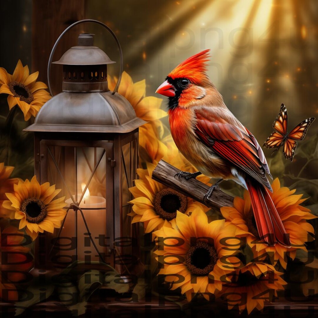 Cardinal and Lantern Fall PNG Sublimation DIGITAL DESIGN Download ...