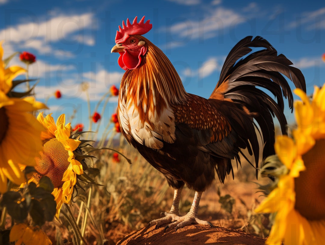Rooster and Sunflowers Png Sublimation Digital Design Download Wreath ...