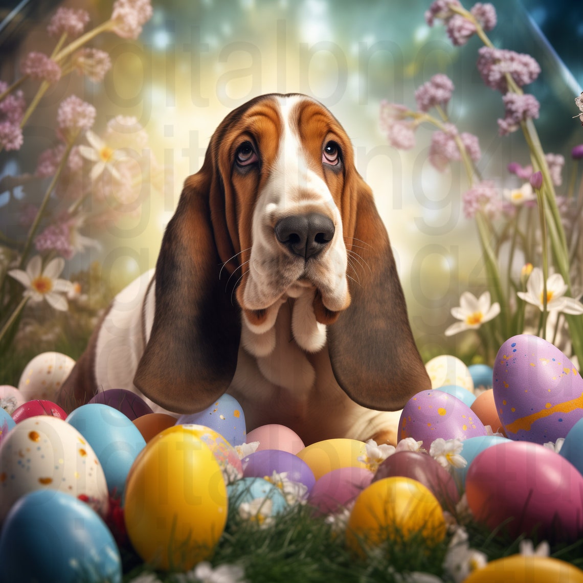 Basset Hound Easter Spring Png Sublimation Digital Design Download ...