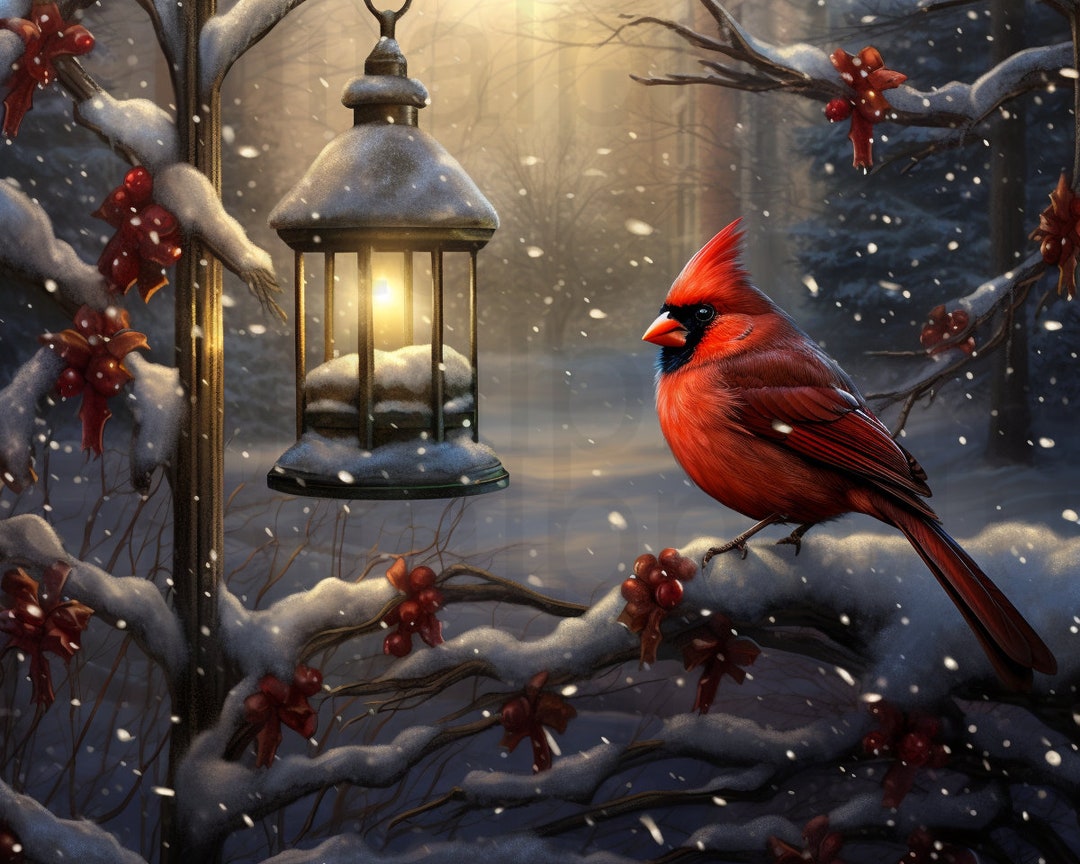 Cardinal Winter Scene Christmas Png Sublimation Digital Design Download ...