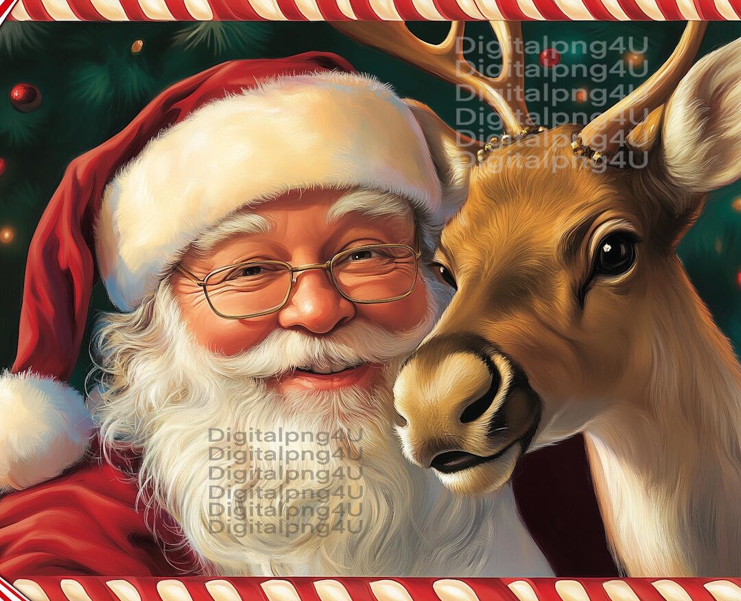 Santa and Reindeer Christmas PNG Sublimation DIGITAL DESIGN Download ...