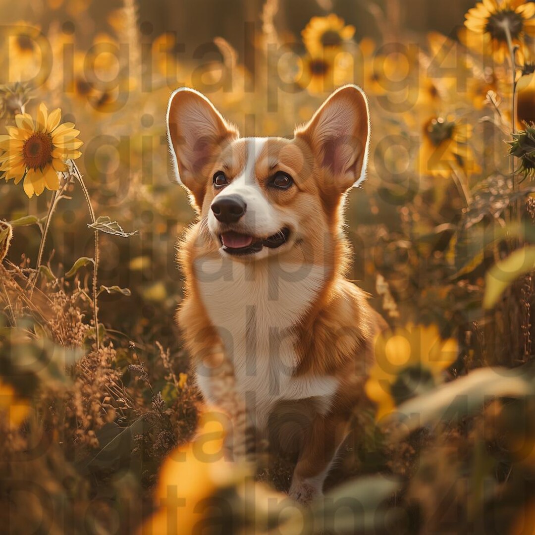 Corgi and Sunflowers Fall PNG Sublimation Digital Design Download ...