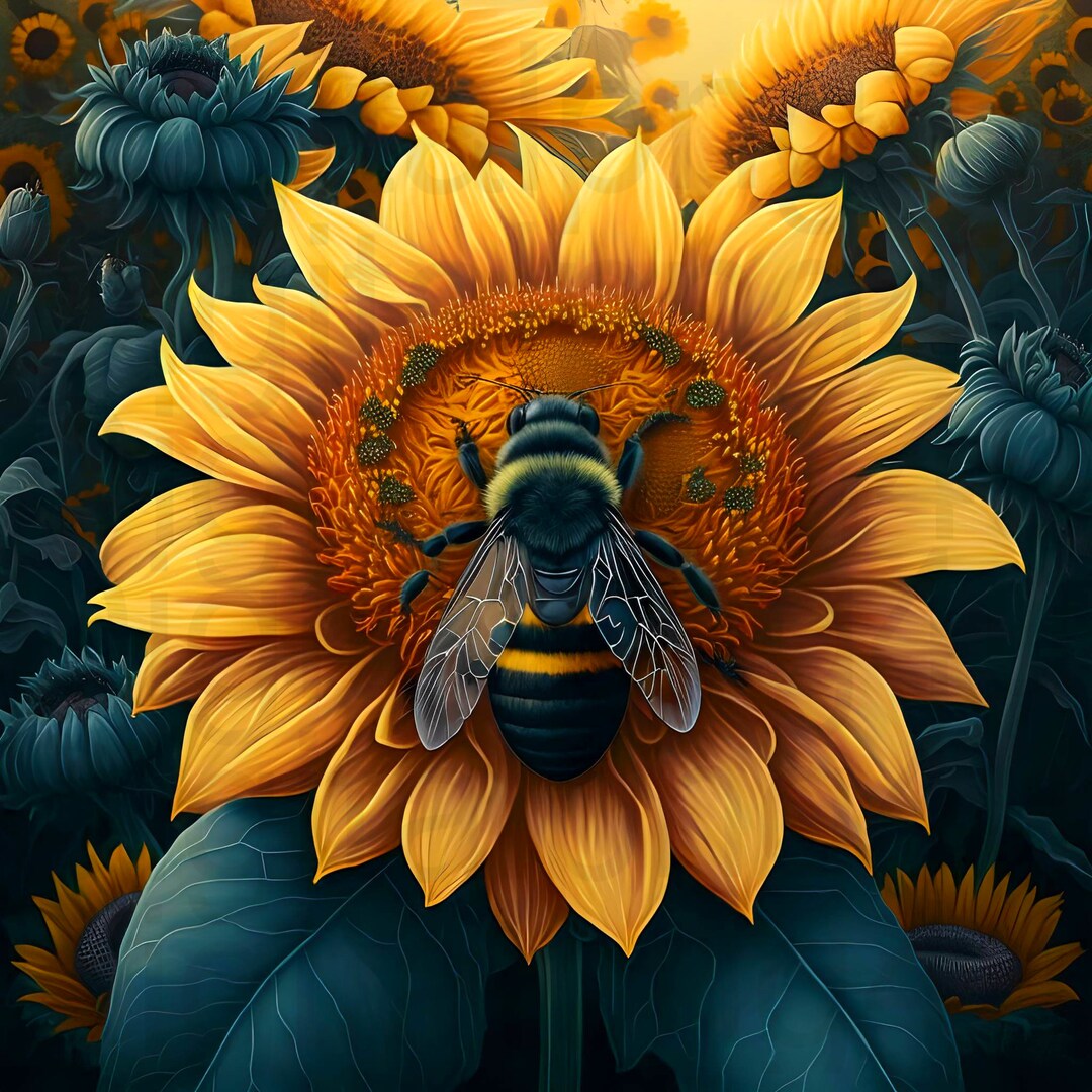 Bee Fall Sunflowers Autumn Png Sublimation Digital Design Download Wind ...