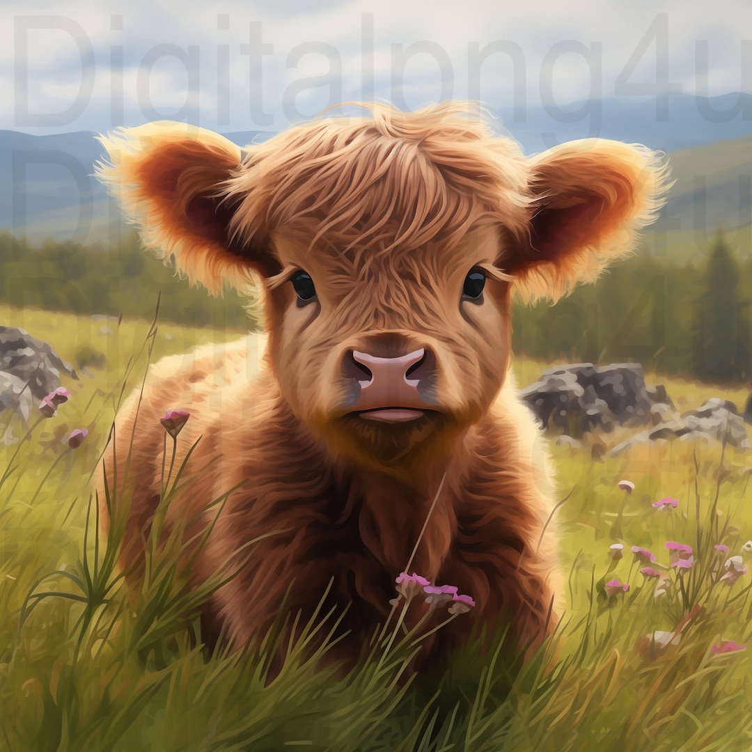 Cow Cute Baby Highland Cow Png Sublimation Digital Design Download ...
