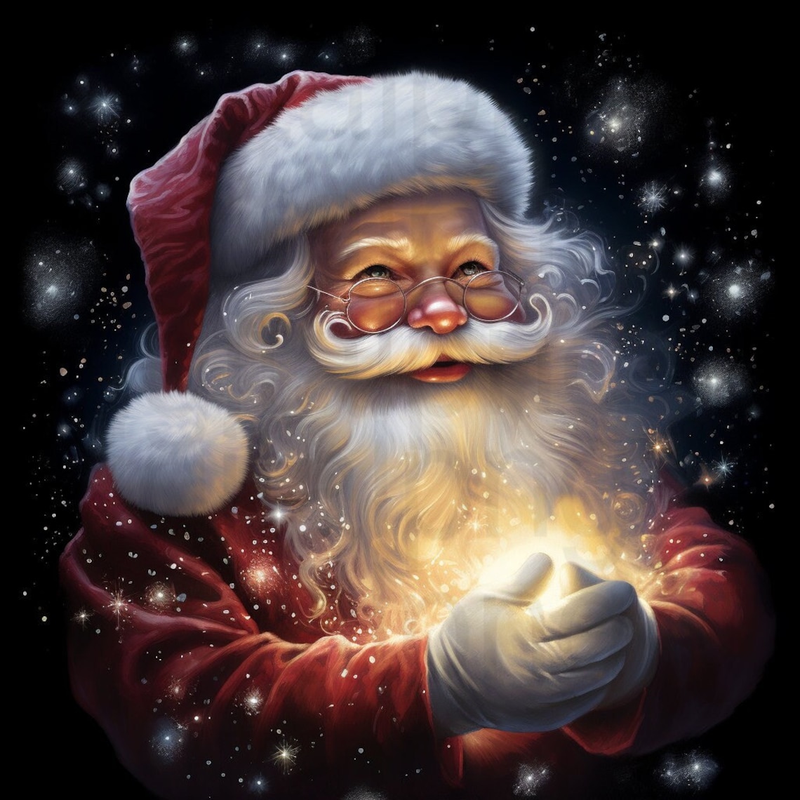 Santa Png With a Black Background Png Sublimation Digital Design ...