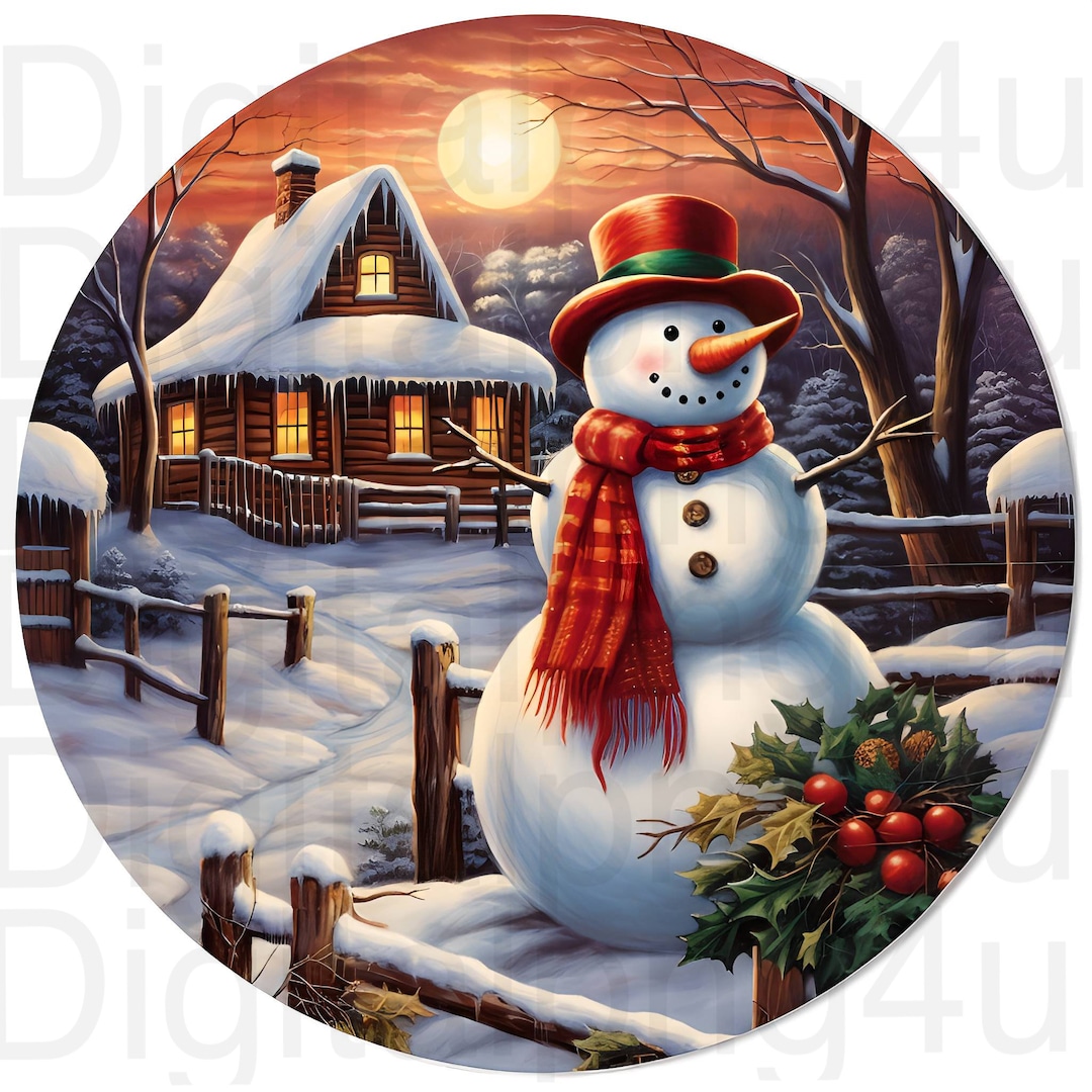 Snowman Christmas Winter Round Png Sublimation Digital Design Download ...