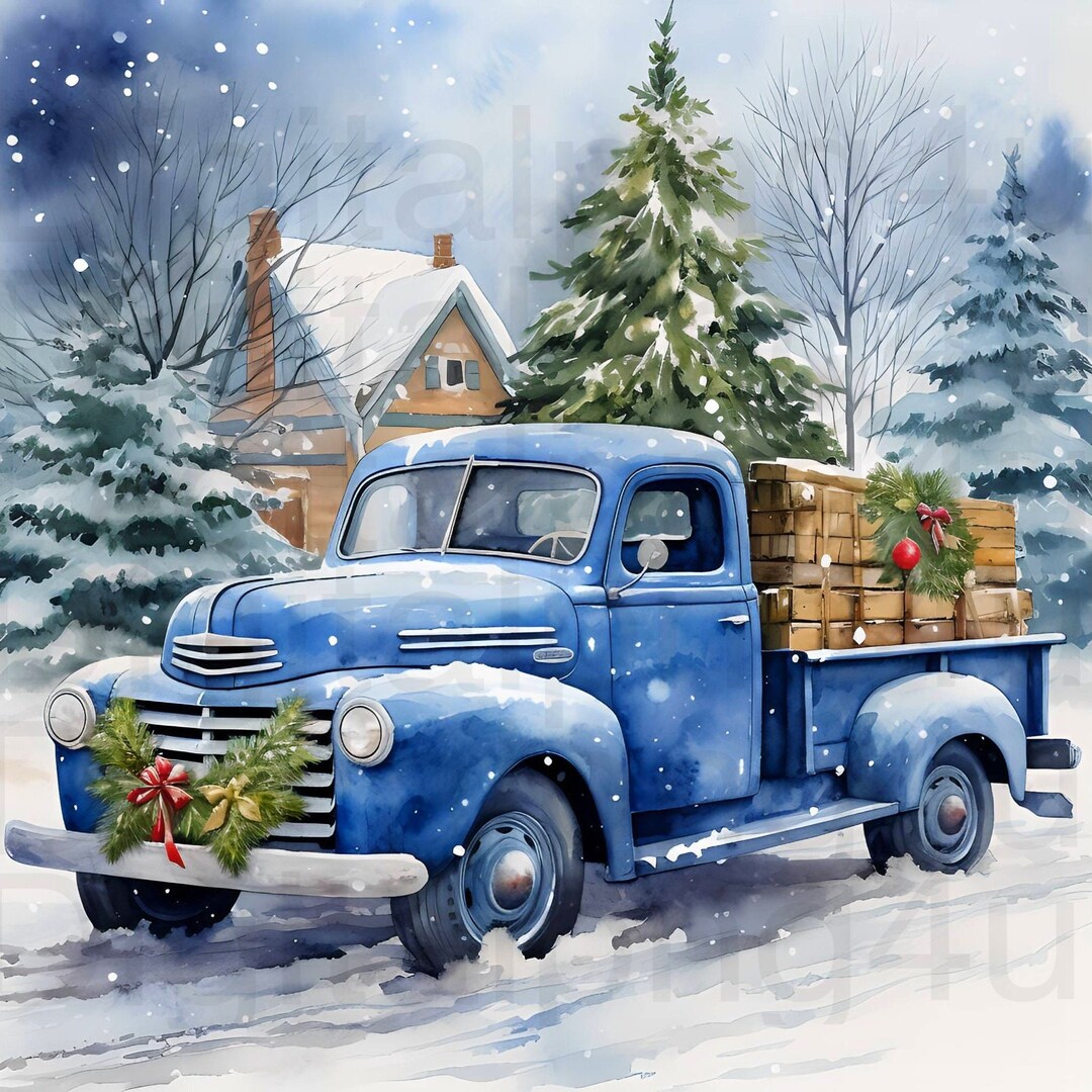 Old Truck Christmas Tree Png Sublimation Digital Design Download Wreath ...