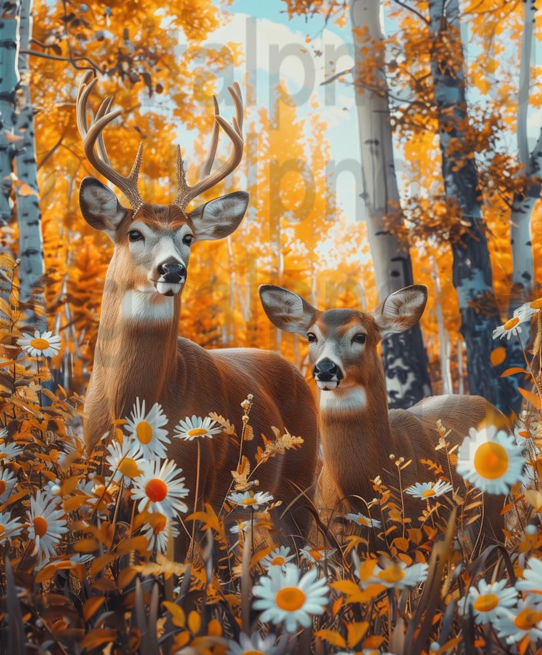 Deer Buck and Doe Fall PNG Sublimation Digital Design Download Deer ...