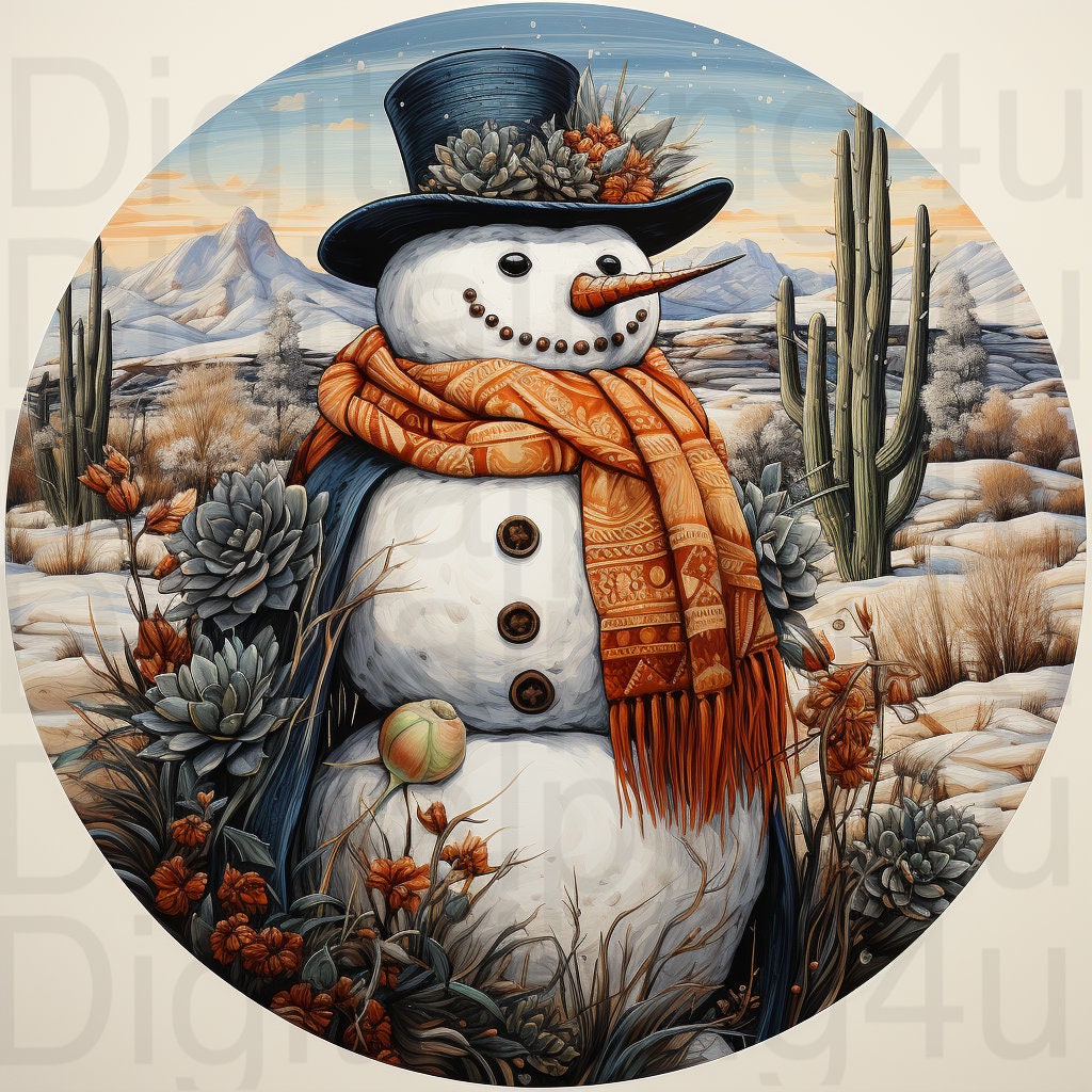 Western Snowman Round Png Sublimation Digital Design Download - Etsy