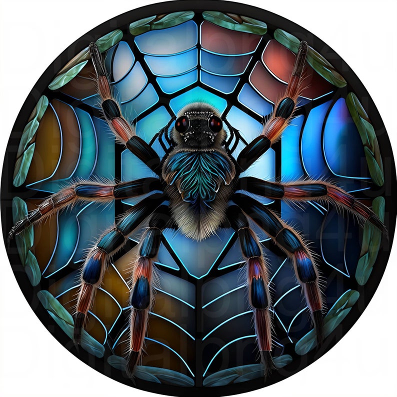 Spider Stained Glass Round Png Sublimation Digital Design Download ...