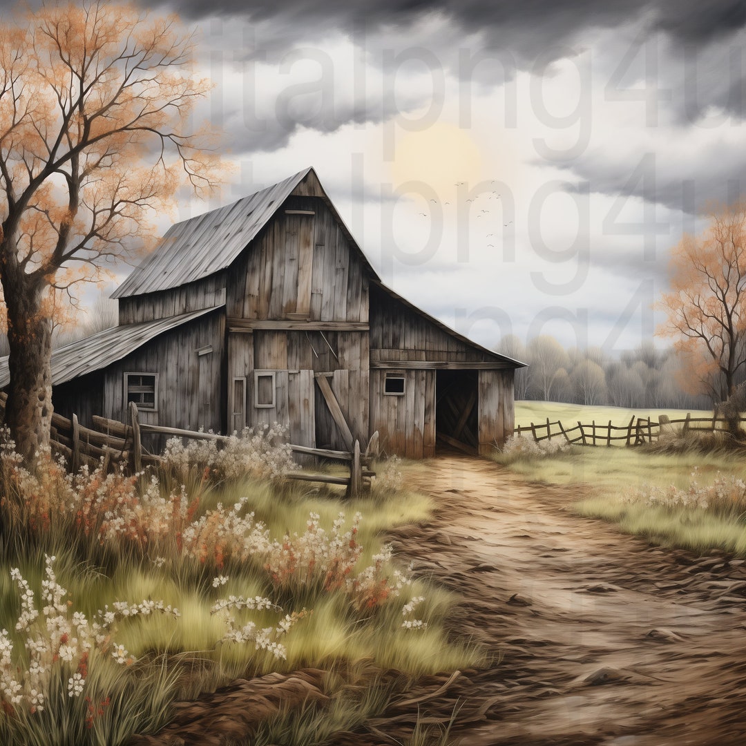 Barn Old Rustic Barn Spring Time Png Sublimation Digital Design ...