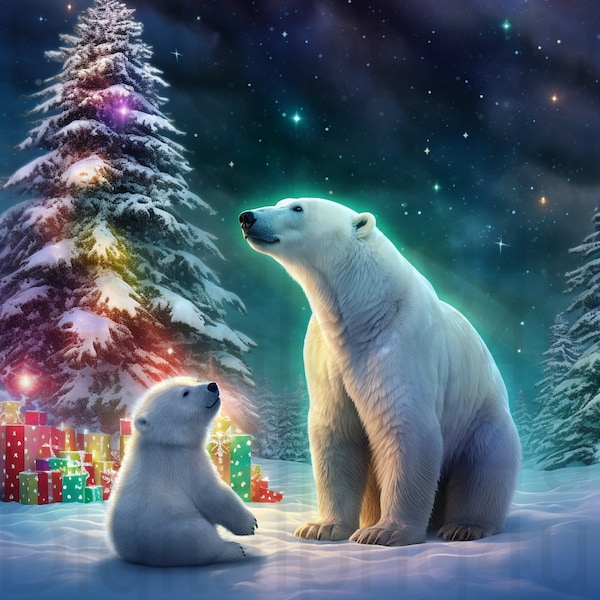Polar Bear Christmas - Etsy