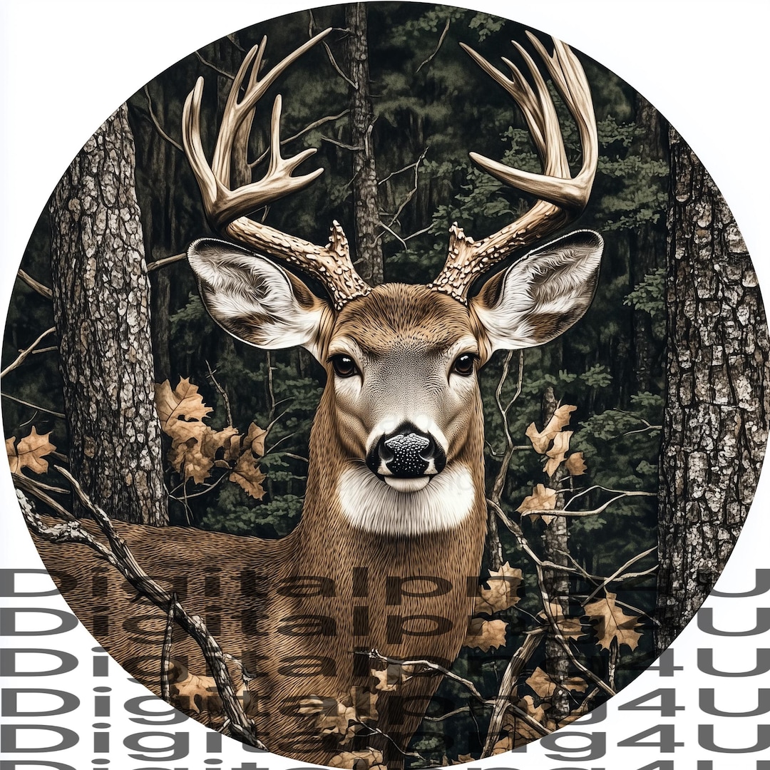 Deer Buck Round PNG Sublimation DIGITAL DESIGN Download Wreath Sign ...