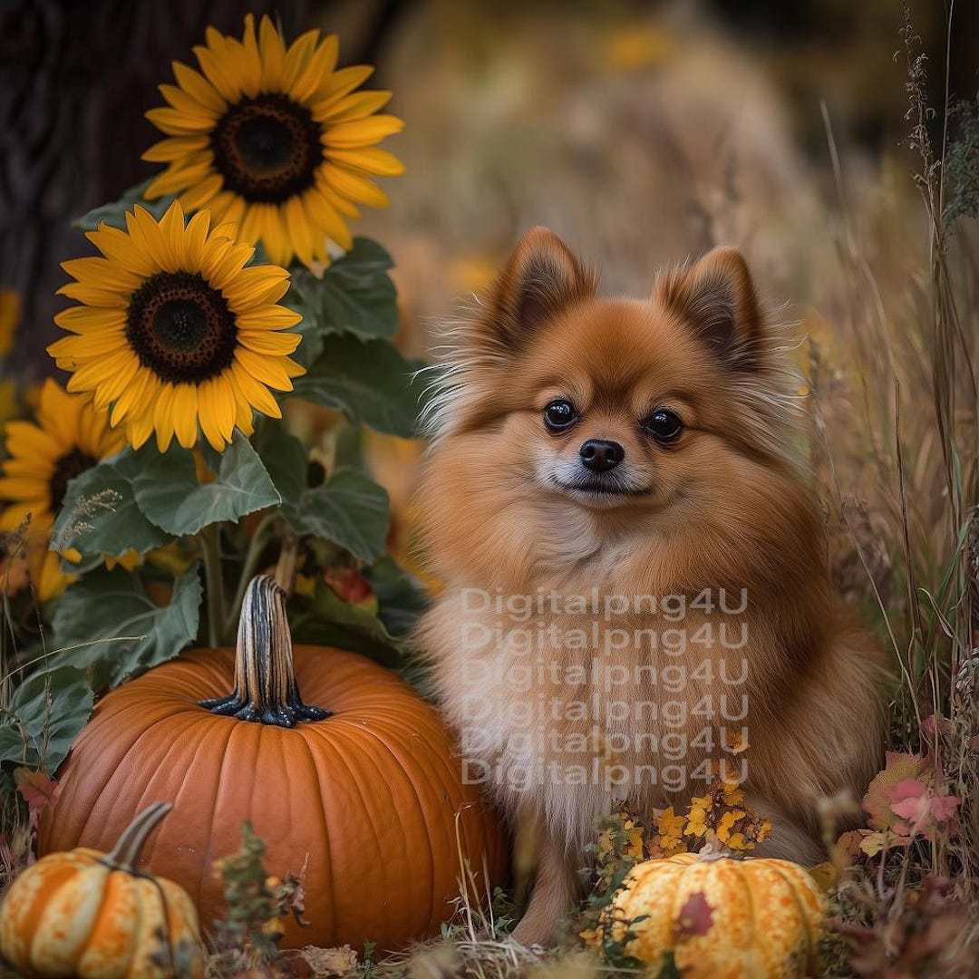 Pomeranian Dog Fall PNG Sublimation DIGITAL DESIGN Download Wreath Sign ...