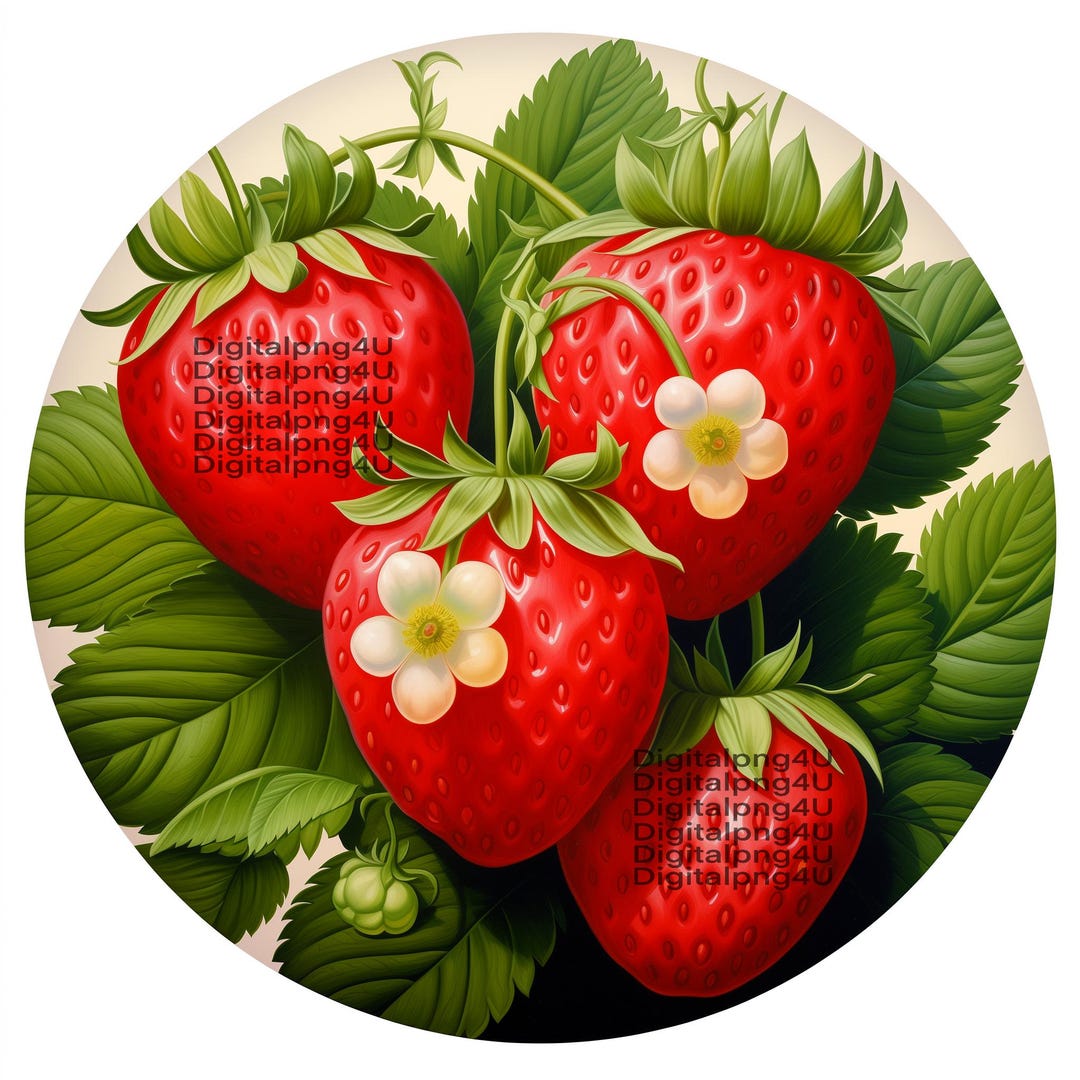 Strawberries Round Strawberry PNG Sublimation DIGITAL DESIGN Download ...