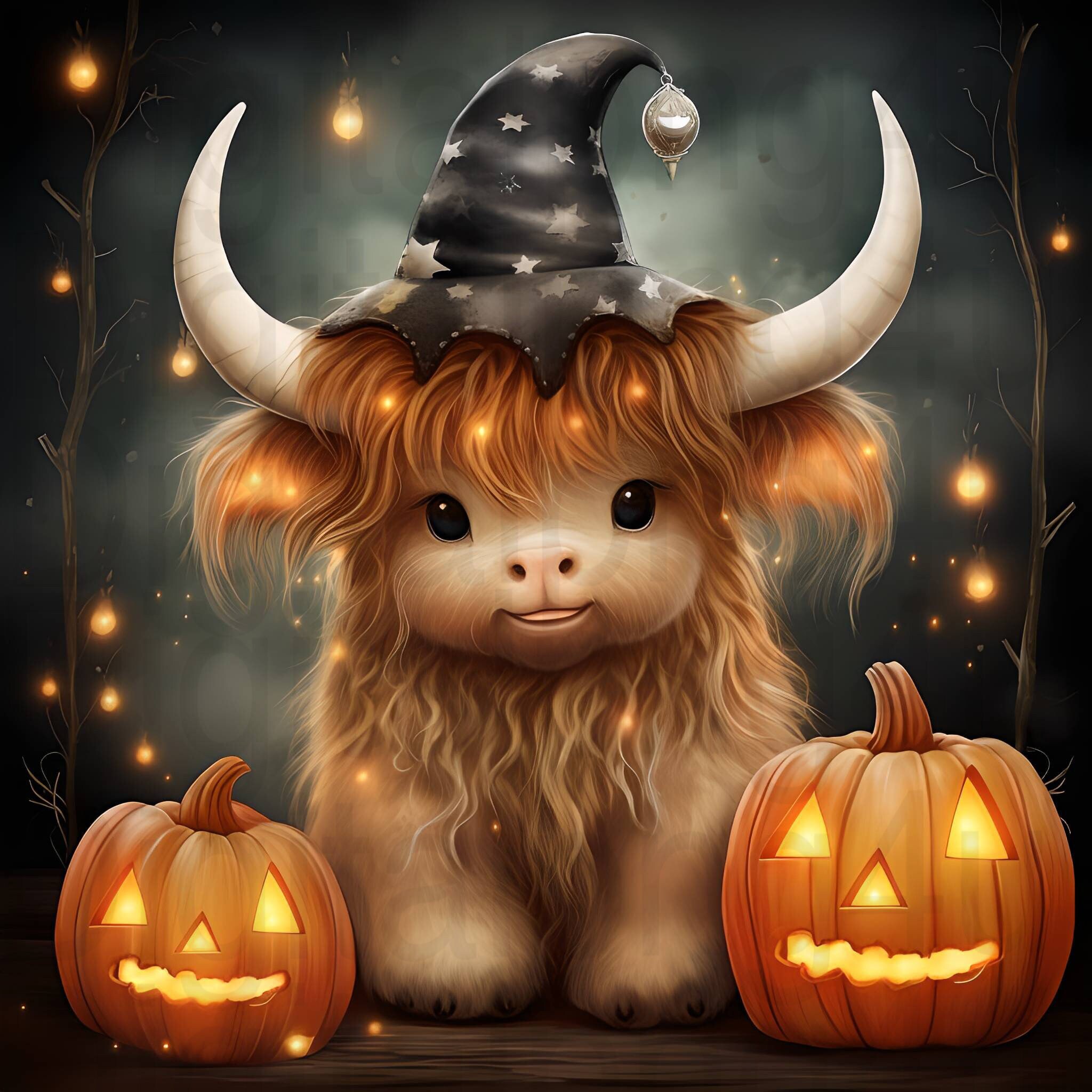 Baby Highland Cow Fall Halloween Png Sublimation Digital Design ...