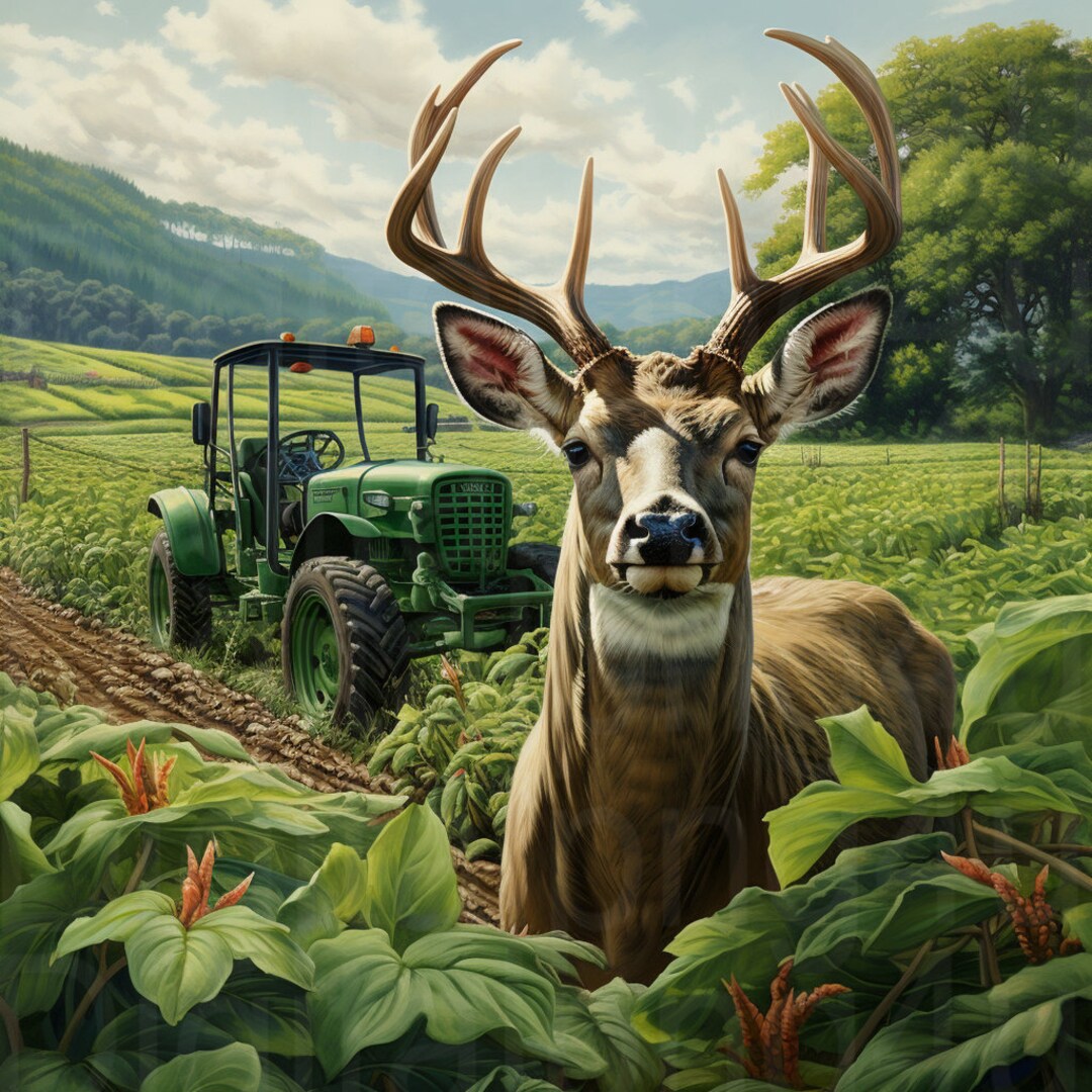 Deer and Tractor Farm Scene Png Sublimation Digital Design Download ...